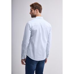 Street One MEN Herren Langarmhemd, blau, Gr. L, unifarben, Web, 100% Baumwolle, Hemden, aus reiner Baumwolle