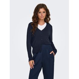 Only Damen Strickjacke "ONLVENICE LIFE LS VNECK CARDI KNT NOOS", blau, Gr. S, unifarben, Strick, Obermaterial: 82% Viskose, 16% Nylon, 2% Elasthan,