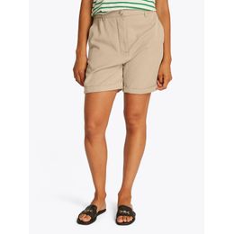 Tommy Hilfiger Damen Shorts "CO TENCEL CHINO SHORT", beige, Gr. 46, unifarben, Web, Obermaterial: 63% Lyocell, 37% Baumwolle, Hosen, mit Umschlagsaum