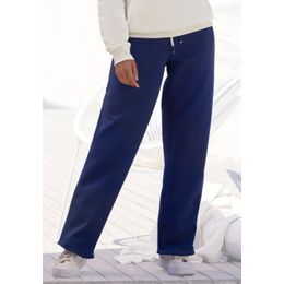 H.I.S. H.I.S Damen Sweathose, Gr. 40, blau, Sweatware, Obermaterial: 60% Baumwolle, 40% Polyester, unifarben, Hosen, mit elastischen Tunnelzugbund