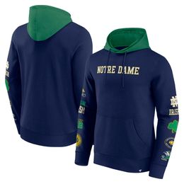Fanatics Damen Kapuzenpullover "Fanatics Hoodie Notre Dame Fighting Irish Colorblock Badge"blau, Gr. XXL, 60% Baumwolle, 40% Polyester, Pullover