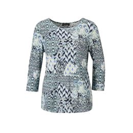 GOLDNER Damen Print-Shirt "Kurzgr&ouml;&szlig;e Shirt", blau, Gr. 21, Obermaterial: 95% Viskose CV. 5% Elasthan EL., Shirts