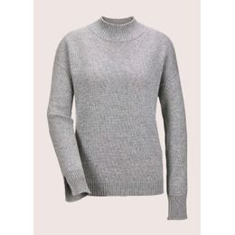 Madeleine Mode MADELEINE Damen Longpullover "Pullover Langarm Stehkragen-Pullover", silber, Modern, Gr. 36, Obermaterial: 40% Viskose CV. 28% Polyamid PA. 22% Wolle