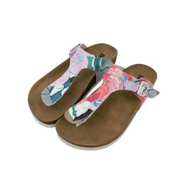 DOGO Damen Zehentrenner "Lila Zehentrenner Hello Damen Sandalen", Gr. 37, bunt, Lederimitat, Schuhe, Handgefertigt