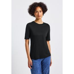 Street One Damen T-Shirt, schwarz, Gr. 46, unifarben, Web, 50% Baumwolle, 50% Modal, Shirts, im soften Baumwoll-Mix