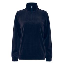 oxmo Damen Troyer "Longsweatshirt OXEBBA HALFZIP"marineblaus, Gr. XXL, Obermaterial: 95% Polyester PES. 5% Elasthan EL., Pullover