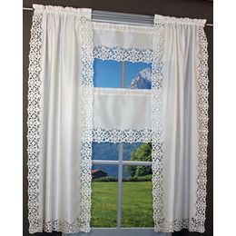 Gardine, B:90cm H:150cm, beige, HOSSNER - ART OF HOME DECO, Polyester, K&uuml;che, Gardinen, "Rie&szlig;ersee", mit Ausbrenner-Stickerei
