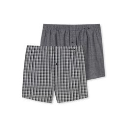 Schiesser Herren Webboxer "Web-Boxershorts 2er Pack", Gr. S, grau, Obermaterial: 100% Baumwolle CO., Unterhosen