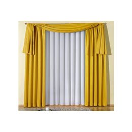 Vorhang WIRTH, B:135cm H:245cm, gelb, Jacquard, Polyester, Wohnzimmer, Gardinen, "Janine"