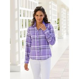 Casual Looks Damen Karobluse, lila, Gr. 52, gemustert, kariert, mehrfarbig, 100% Baumwolle, Blusen