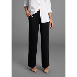 Laura Scott Damen Schlupfhose, schwarz, Gr. 44, unifarben, Milano Rib, Obermaterial: 76% Polyester, 20% Viskose, 4% Elasthan, Hosen, aus bequemer,