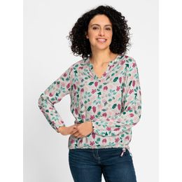 Inspirationen Damen Schlupfbluse, beige, Gr. 36, bedruckt, gemustert, mehrfarbig, 100% Viskose, Blusen