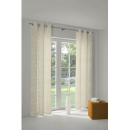 Vorhang Adam, B:145cm H:225cm, beige, Jacquard, Baumwolle (Bio-Baumwolle), Wohnzimmer, Gardinen, "Flower Cuv&eacute;e", aus 100% Bio-Baumwolle