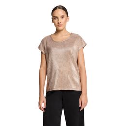 Betty Barclay Damen Kurzarmshirt "Damen Casual-Shirt mit Glanzeffekt", beige, festlich, Gr. 48, Jersey, Obermaterial: 95% Polyester, 5% Elasthan.,