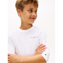 Tommy Hilfiger M&auml;dchen Langarmshirt "MINI CORP T-SHIRT LS", wei&szlig;, Gr. 5, unifarben, Single Jersey, Obermaterial: 100% Baumwolle, Shirts, Kinder bis