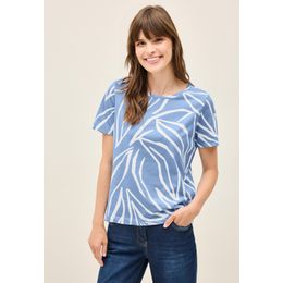 Cecil Damen T-Shirt, blau, Basic, Gr. XXL, bedruckt, Web, 100% Baumwolle, Shirts, Feel Good Fit