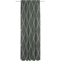 Vorhang Adam, B:142cm H:225cm, gr&uuml;n, Jacquard, Baumwolle, Wohnzimmer, Gardinen, "Casket Valdelana", aus 100% Bio-Baumwolle