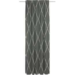 Vorhang Adam, B:142cm H:255cm, gr&uuml;n, Jacquard, Baumwolle, Wohnzimmer, Gardinen, "Casket Valdelana", aus 100% Bio-Baumwolle