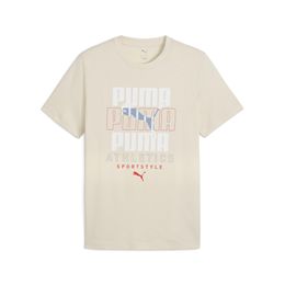 Puma Herren T-Shirt "Graphic Stacked Graphic T-Shirt Herren"alpine snow weiß, Gr. S, bedruckt, 100% Baumwolle, Shirts