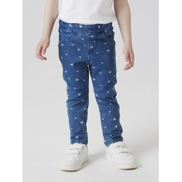 name it M&auml;dchen Leggings "NMFSALLI SLIM DNM LEGGING 2352-VB NOOS", blau, Gr. 98, bedruckt, Sweatware, Obermaterial: 70% Baumwolle, 25% Polyester, 5%