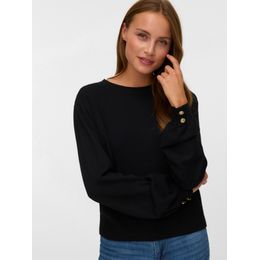 V&eacute;ro Moda VERO MODA Damen Strickpullover "VMHOLLYKARIS LS O-NECK PULLOVER BOO", schwarz, Gr. XS, unifarben, Strick, Obermaterial: 50% Viskose, 28% Polyester,