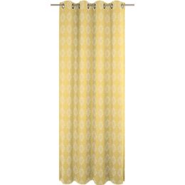 Vorhang Adam, B:145cm H:145cm, gelb, Jacquard, Baumwolle (Bio-Baumwolle), Wohnzimmer, Gardinen, "Romantic Puligny Light", aus 100% Bio-Baumwolle