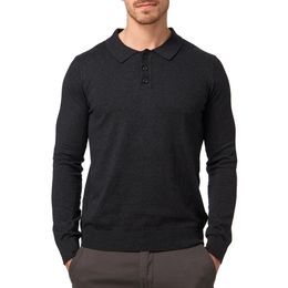 INDICODE Herren Polokragenpullover "INBarner", grau, Gr. M, unifarben, Strick, Obermaterial: 80% Baumwolle, 20% Polyester, Pullover