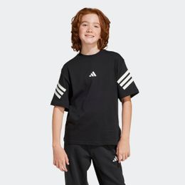 Jungen T-Shirt "J FI 3S T", schwarz-weiß, Gr. 128, adidas Sportswear, Obermaterial: 100% Baumwolle, Shirts