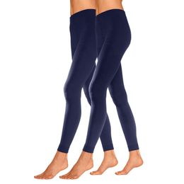 Lavana Damen Thermoleggings, Gr. L, blau, Jersey, Obermaterial: 66% Baumwolle, 30% Polyester, 4% Elasthan, unifarben, Basic, Hosen, innen leicht