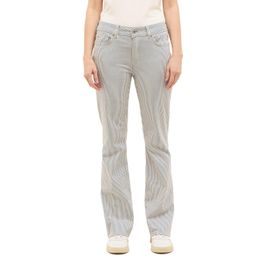 Mustang Damen Bootcut-Jeans "Damen Style Shelby Slim fit Boot", wei&szlig;, Gr. 34, gestreift, Denim/Jeans, 98% Baumwolle, 2% Elasthan, Jeans