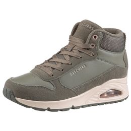 Skechers Damen Keilsneaker "UNO-STACRE SHINE", Gr. 35, gr&uuml;n, Lederimitat, Textil, Veloursleder, Schuhe, High Top Sneaker, Schn&uuml;rboots mit Luftkammern