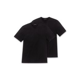 Schiesser Herren Unterhemd "T-Shirt American T-Shirt 2er Pack", Gr. XL, schwarz, Obermaterial: 100% Baumwolle CO., Unterhemden