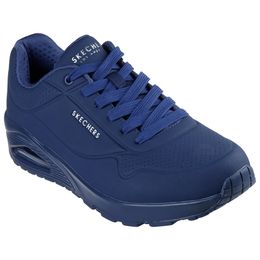 Skechers Damen Sneaker "Uno - Stand on Air", Gr. 45, blau, Lederimitat, Schuhe, Freizeitschuh, Halbschuh, Schn&uuml;rschuh mit Air-Cooled Memory Foam