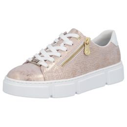 Rieker Damen Plateausneaker, Gr. 43, rosa, Lederimitat, metallic, Schuhe, Freizeitschuh, Halbschuh, Schn&uuml;rschuh mit Rei&szlig;verschluss