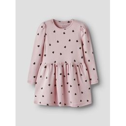 name it M&auml;dchen Minikleid "NMFKHEART LS DRESS", lila, Gr. 98, bedruckt, Obermaterial: 57% Baumwolle, 38% Modal, 5% Elasthan, Kleider