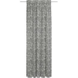 Vorhang Adam, B:142cm H:175cm, grau, Jacquard, Baumwolle, Wohnzimmer, Gardinen, "Flower Cuv&eacute;e Light", aus 100% Bio-Baumwolle