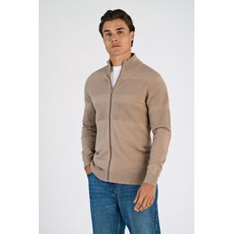 LINDBERGH Herren Strickjacke, beige, Gr. XXXL, unifarben, Strick, Obermaterial: 100% Baumwolle, Strickjacken, mit Stehkragen und Rei&szlig;verschluss