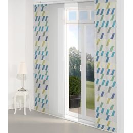 Schiebegardine WIRTH, B:60cm H:145cm, blau, Jacquard, Baumwolle, Polyester, Wohnzimmer, Gardinen, "Bray"
