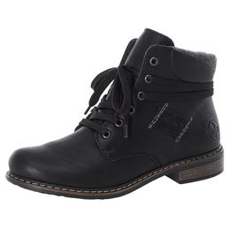 Rieker Damen Schn&uuml;rstiefelette, Gr. 42, schwarz, Filz, Lederimitat, Nubuklederimitat, Schuhe, Schn&uuml;rboots, Blockabsatz, mit gepolstertem