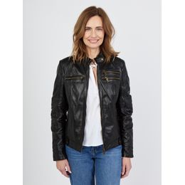 JCC Damen Bikerjacke "Sirpa", schwarz, Gr. 34, Obermaterial: 100% Lammleder. Futter: 100% Polyester, Jacken