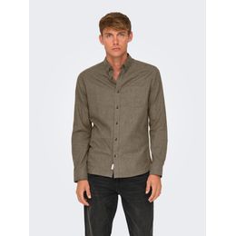 Only & Sons ONLY & SONS Herren Langarmhemd "ONSROAD LIFE REG MELANGE LS SHIRT NOOS", gr&uuml;n, Gr. XL, unifarben, Web, Obermaterial: 100% Baumwolle, Hemden