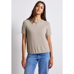 Street One Damen T-Shirt, beige, Gr. 40, unifarben, Stoff, 95% Viskose, 5% Elasthan, Shirts, Feel Good Fit