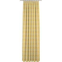 Vorhang Adam, B:145cm H:225cm, gelb, Jacquard, Baumwolle (Bio-Baumwolle), Wohnzimmer, Gardinen, "Romantic Puligny Light", aus 100% Bio-Baumwolle