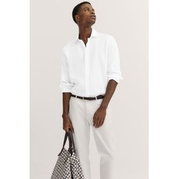 Bugatti Herren Langarmhemd, wei&szlig;, Gr. XXL, unifarben, 100% Leinen, Hemden, aus Leinen