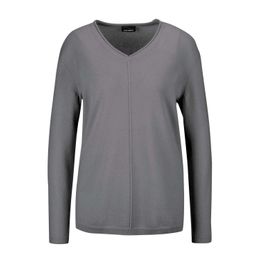 GOLDNER Damen Strickpullover "Kurzgr&ouml;&szlig;e Kaschmirpullover mit V-Ausschnitt", grau, Gr. 23, Obermaterial: 100% Kaschmir WS., Pullover
