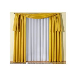 Vorhang WIRTH, B:135cm H:145cm, gelb, Jacquard, Polyester, Wohnzimmer, Gardinen, "Janine"