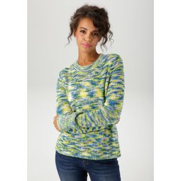 Aniston CASUAL Damen Strickpullover, wei&szlig;, Gr. 40, gemustert, mehrfarbig, Grobstrick, Obermaterial: 100% Polyacryl, Pullover, aus trendigem