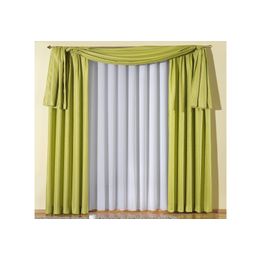 Vorhang WIRTH, B:135cm H:145cm, gr&uuml;n, Jacquard, Polyester, Wohnzimmer, Gardinen, "Janine"
