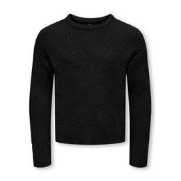 KIDS Only Jungen Strickpullover "KOGKATIA LS STRUCTURE O-NECK CP KNT", schwarz, Gr. 134, unifarben, Strick, Obermaterial: 50% Viskose, 27% Nylon, 23%