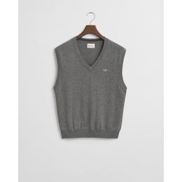 Gant Herren Pullunder "CLASSIC COTTON VEST", grau, Gr. 5XL, Web, Obermaterial: 100% Baumwolle, Pullover, V-Ausschnitt, regular fit